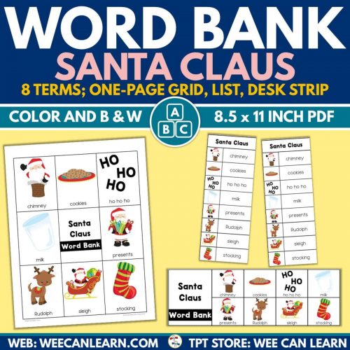 Santa Claus Word List Word Bank [FREE Download!]