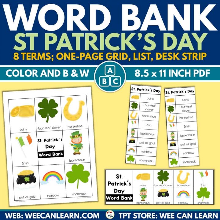 St. Patrick's Day Word List Word Bank [FREE Download!]