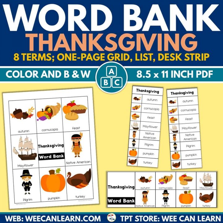Thanksgiving Word List Word Bank [FREE Download!]