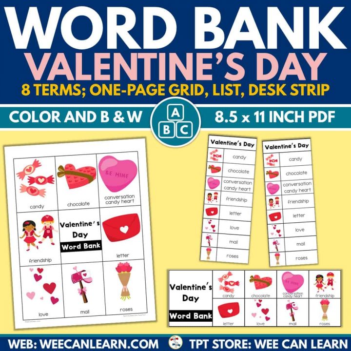 Valentine's Day Word List Word Bank [FREE Download!]